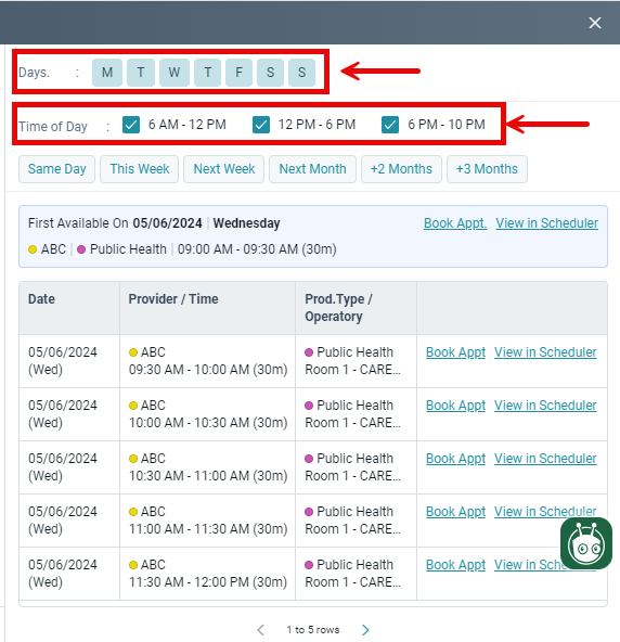 Find an Available Time Slot in the Scheduler – CareStack