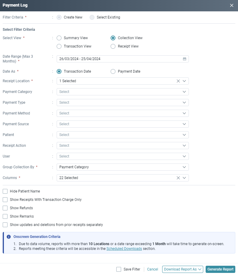 Generate Cashing Up Report – CareStack