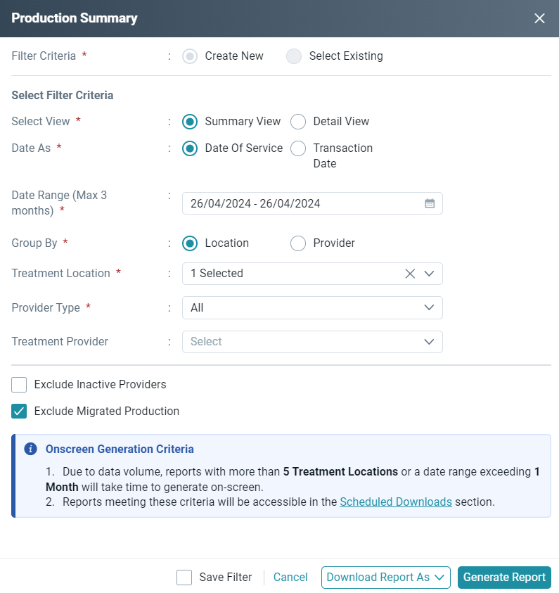 Production Summary Report – CareStack