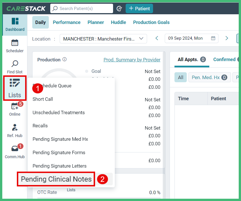Manage Pending Clinical Notes in CareStack – CareStack