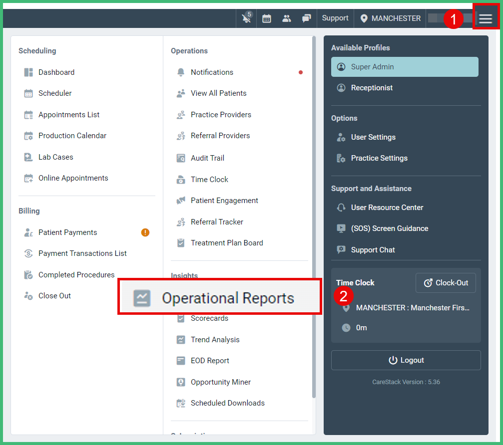 Generate Cashing Up Report – CareStack
