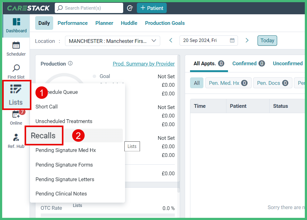 Utilise the Recalls List to Fill Appointment Slots – CareStack